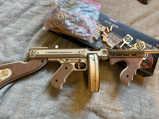 ROKR THOMPSON SUBMACHINE Gun 3D Wooden Puzzle DIY Model Gift Kit LQB01 ...