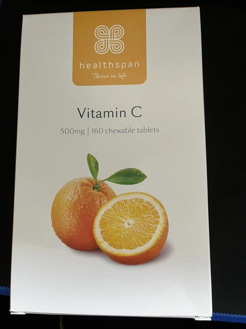 HEALTHSPAN VITAMIN C 500mg, 160 Chewable Tablets, Immune Support, Vegan ...