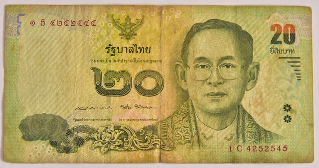 THAILAND BANKNOTE 20 Baht Paper Money King Rama IX Bhumibol Adulyadej £ ...