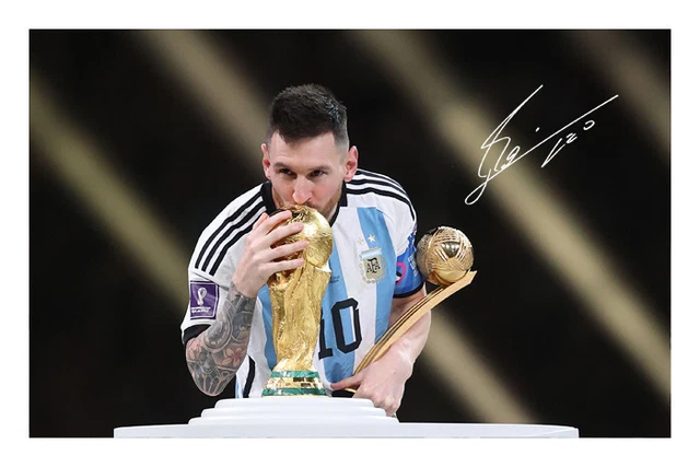 MESSI #1 ARGENTINA WORLD CHAMPION QATAR 2022 - 6x4 Signed Autograph ...