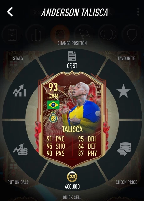 SMOQ GAMES 23 Pack Opener 23 TALISCA CHAMPIONS CARD 93 RATED IOS ...