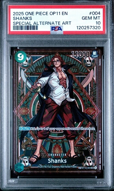 ONE PIECE GRADED 2025 Shanks 004 OP11 SP Special Alternate Art GEM MINT ...