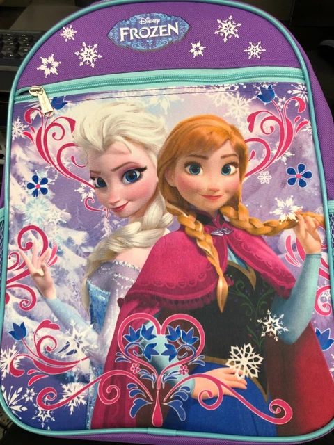 DISNEY FROZEN SCHOOL Backpack Elsa Anna 16" Large Girls Book Bag Ice ...