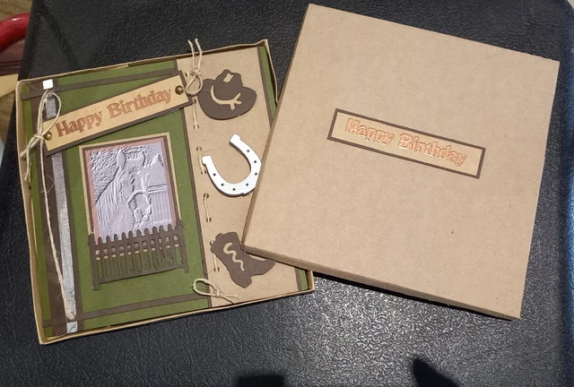 HANDCRAFTED CUSTOM HORSE country theme Happy birthday card "" With ...