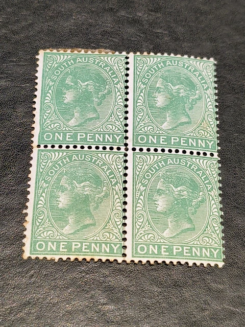 SOUTH AUSTRALIA (SA) Queen Victoria QV Stamps Block 4x1d Mint Crown SA ...