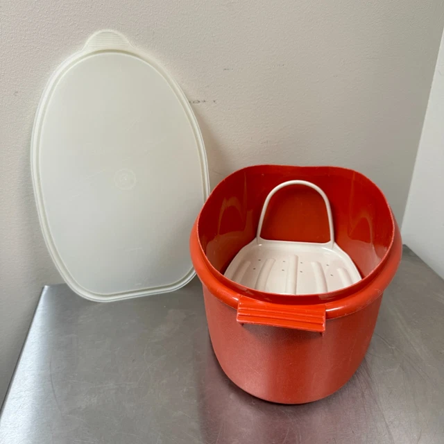 VTG RED TUPPERWARE 3-Pc. Ham/Roast/Chicken Flavor Saver Keeper Base ...