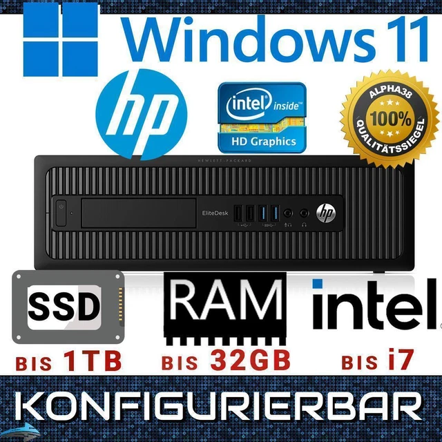 HP ELITEDESK 600G1 SFF Compact Windows 11 Pro Computer to Intel i7 32GB Memory £69.07 - PicClick UK