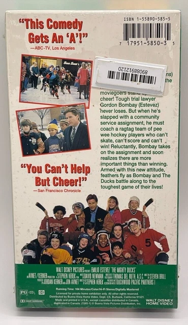 VINTAGE SEALED VHS The Mighty Ducks Walt Disney Home Video Emilio ...