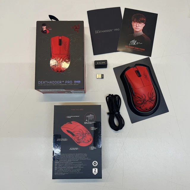 RAZER DEATHADDER V3 Pro Faker Edition Wireless Mouse, Red, Focus Pro ...