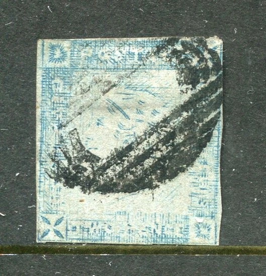 MAURITIUS 1859 “POST PAID” 2d. blue worn impression SG39 used, sl ...