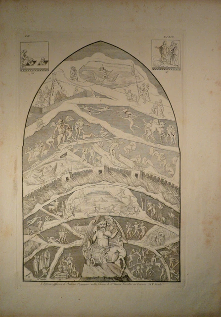 INCISIONE &L'INFERNO,AFFRESCO D'ANDREA Orgagna nella Chiesa di S.Maria ...
