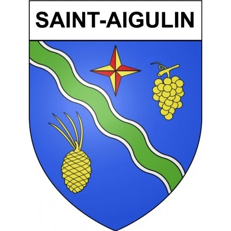 SAINT-AIGULIN 17 VILLE Stickers blason autocollant adhésif Taille:17 cm ...