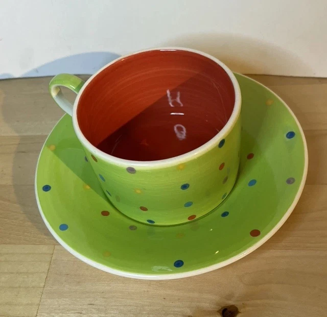 WHITTARD OF CHELSEA Cup and Saucer Hand painted Spots Dots £7.50 ...