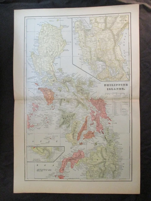 1899 SPANISH AMERICAN War Lithograph Map of Philippine Islands - FRAME ...
