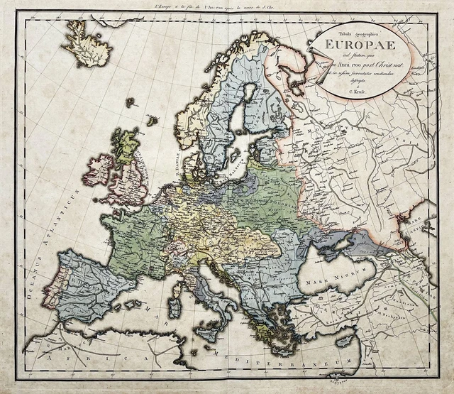 EUROPA EUROPE CONTINENT Kontinent map Karte 1700 Kupferstich engraving ...