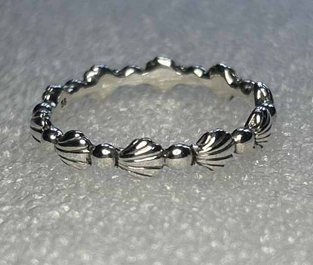AUTHENTIC PANDORA 🌟 Beaded Seashell ring 🌟 Size 58 🌟 S925 ALE £21.50 ...