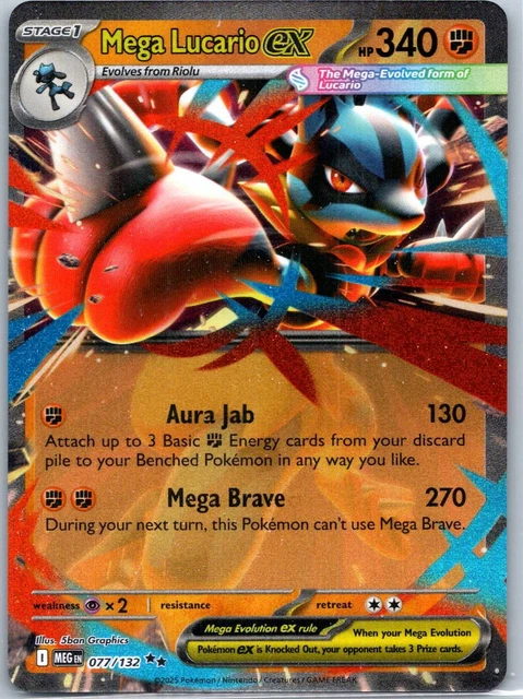 MEGA LUCARIO EX Double Rare ME01: Mega Evolution 077/132 NM £1.57 ...