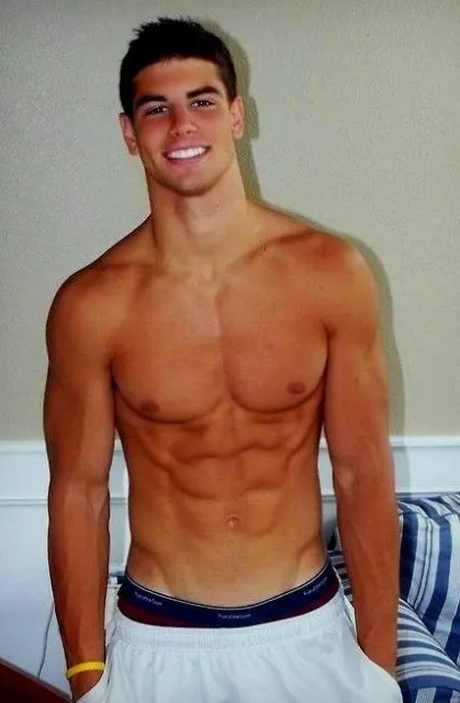Shirtless Male Muscular Hard Body Hunk Jock Chest Abs Beefcake Photo
