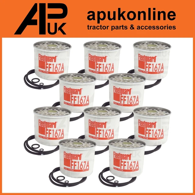 10X FLEETGUARD FUEL Filter for JCB 2CX 2D 4 4C 4CN 4CX 4D 1400 1550 ...