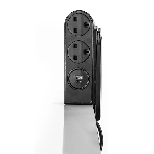2-WAY SOCKET WITH USB Port Worktop Extension Clamp Socket For Home ...