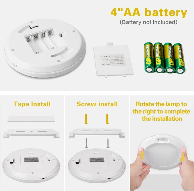 MOTION SENSOR CEILING Light, Battery Powered Sensor Light Indoor, 6.5 ...