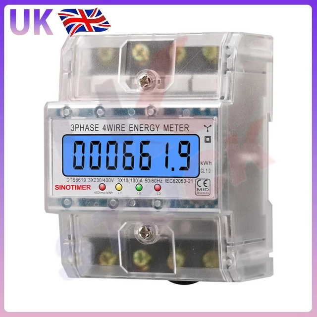 LCD BACKLIGHT 3 Phase 4 Wires Electric Energy Meter 50/60HZ KWh Meter ...