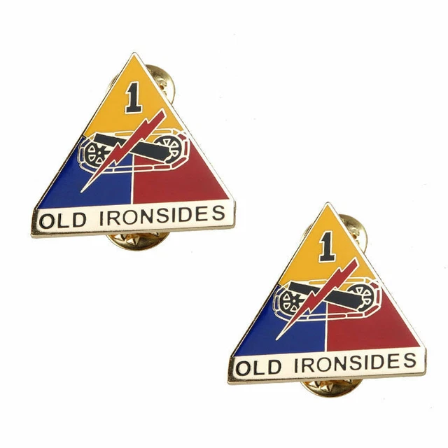 PAIR OF US Army 1St Armored Division Old Ironsides Metal Badge Pin £15. ...