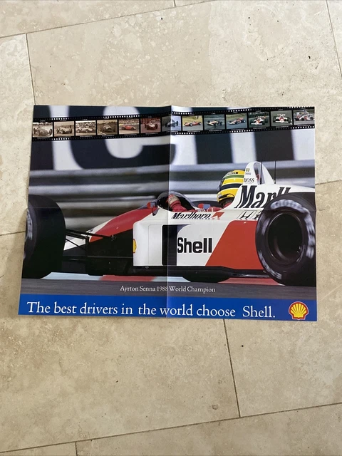 SHELL POSTER 1993 Ayrton Senna Marlboro Mclaren Honda MP4/4 World ...