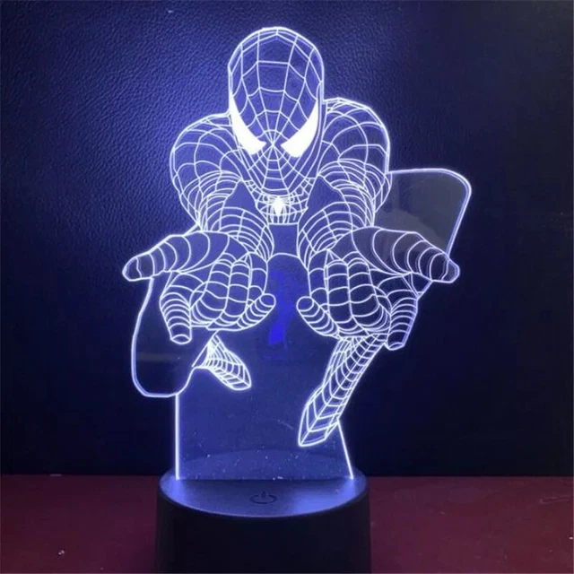 AVENGERS SPIDERMAN 16 Color LED Bedside Lamp Night Light with Remote ...