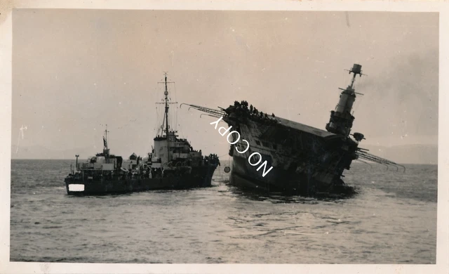 PHOTO WW2 ENGLISH Aircraft Carrier HMS Ark Royal Sunk Torpedoed 1941 ...