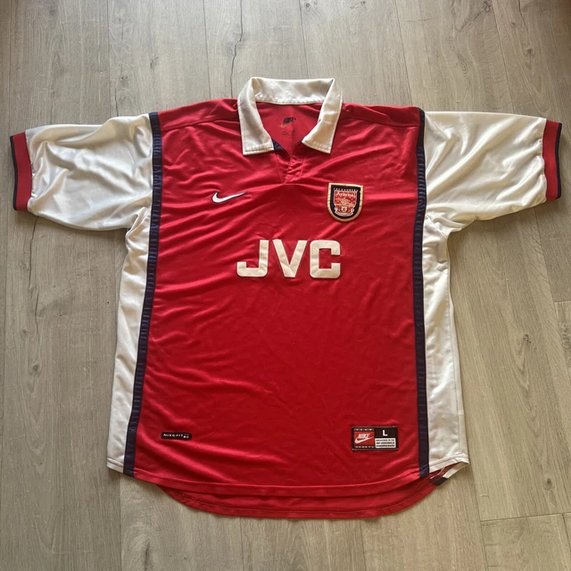 VINTAGE ARSENAL FOOTBALL Shirt Mens Large Red Nike 1998/99 Home Kit JVC ...