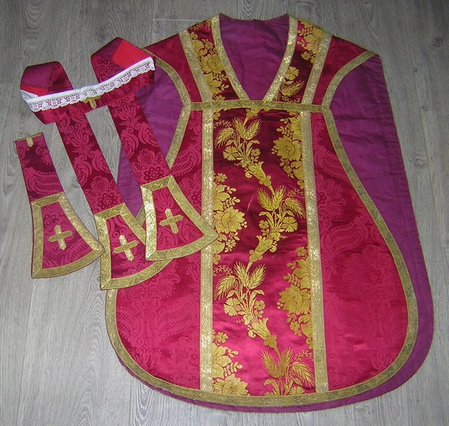 ANTIK MESSGEWAND PARAMENTE Casula Priestergewand Roman Vestment Stola ...