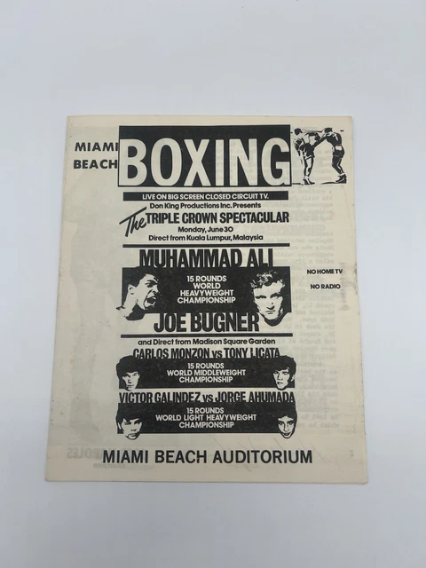 MUHAMMAD ALI VS Joe Bugner CC Boxing Program £30.00 - PicClick UK