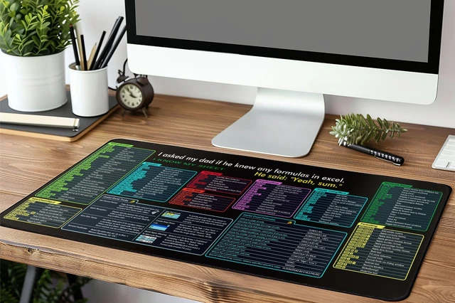 EXCEL CHEAT SHEET Desk Mat | Excel Shortcut Key Mouse Pad | Water ...
