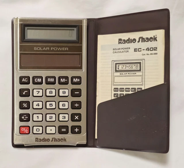 RADIO SHACK EC-402 Solar Power Calculator with Cover and Owner's Manual ExcC $12.00 - PicClick AU