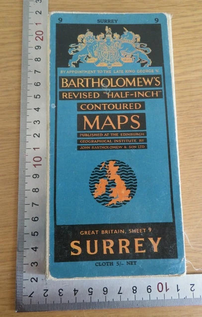 BARTHOLOMEW'S REVISED HALF-INCH Contoured Maps Great Britain Sheet 9 ...