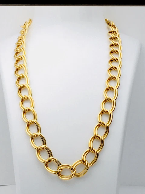 SIGNED KENNETH J Lane Vintage 1990s High Polish Gold DoubleLink ...