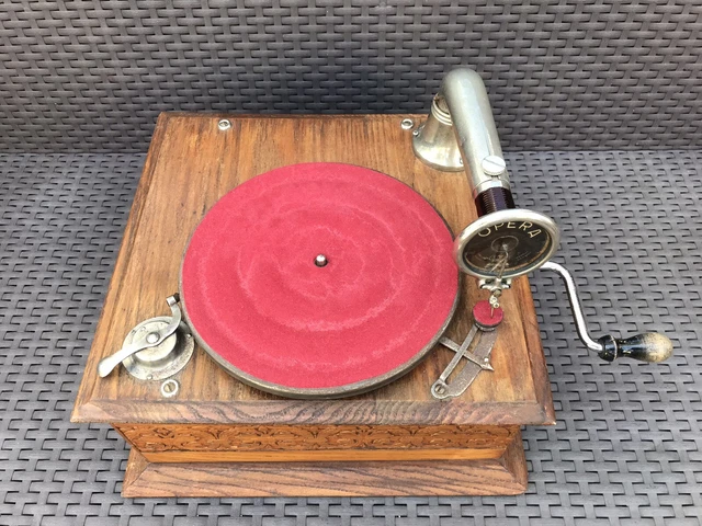 PHONOGRAPHE GRAMOPHONE OPERA ancien En Bois disque saphir fonctionne ...