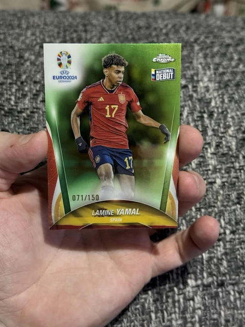 TOPPS CHROME EURO 2024 GREEN REFRACTOR #71/150 Rookie DEBUT LAMINE ...