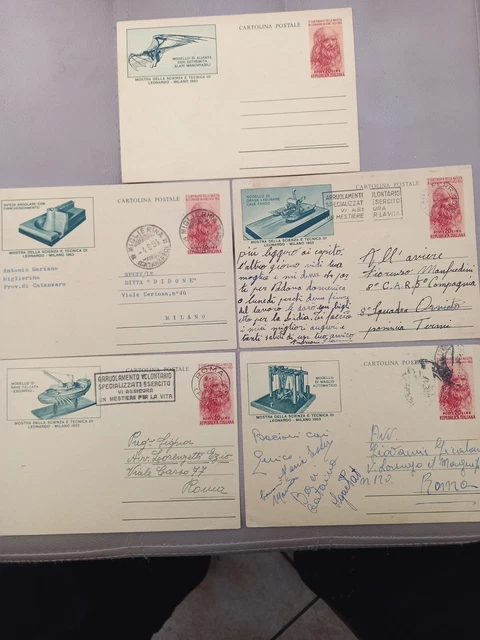 CART. POSTALE SERIE completa Leonardo Da Vinci,5 vignette: Mostra della ...