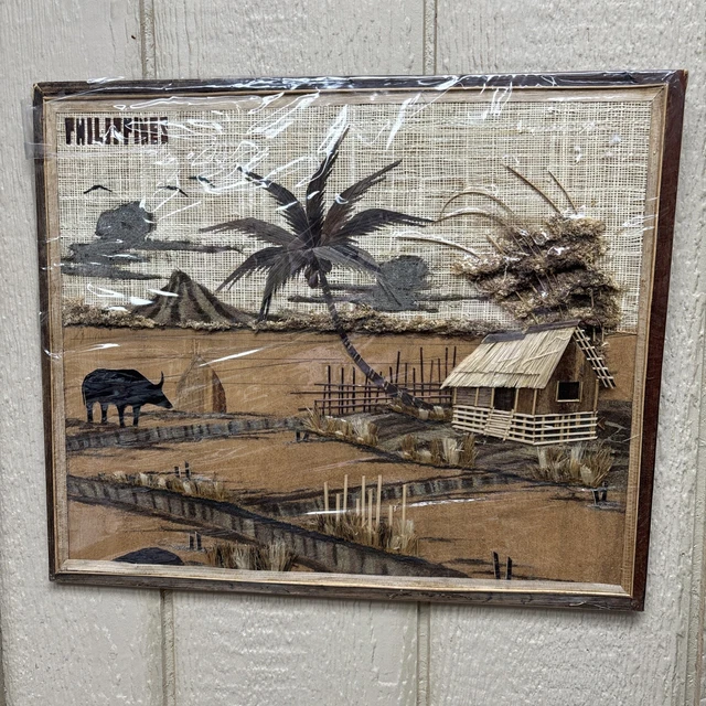 COCONUT SPATHE FIBER, Filipino Art, Ancient House, "Bahay-Kubo ...