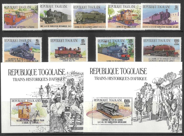 TOGO 1984 AFRICAN Locomotives Set/9 Stamps & 2 Mini Sheets Sc.1264/74 ...