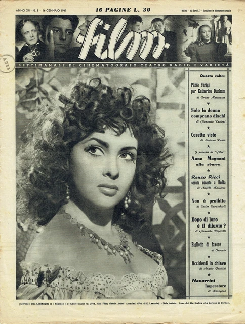 FILM D'OGGI 1949/3=GINA Lollobrigida=Marisa Mari=Renzo Ricci=Giulietta ...