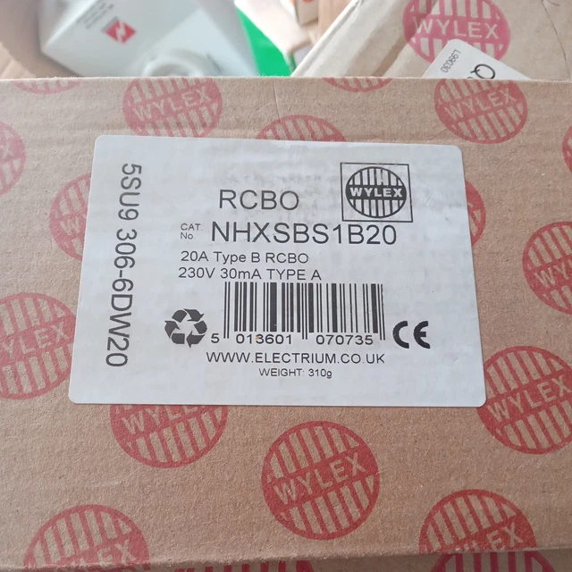 WYLEX NHXSBS1B20 20A 30mA Type A RCBO B20 £16.13 - PicClick UK