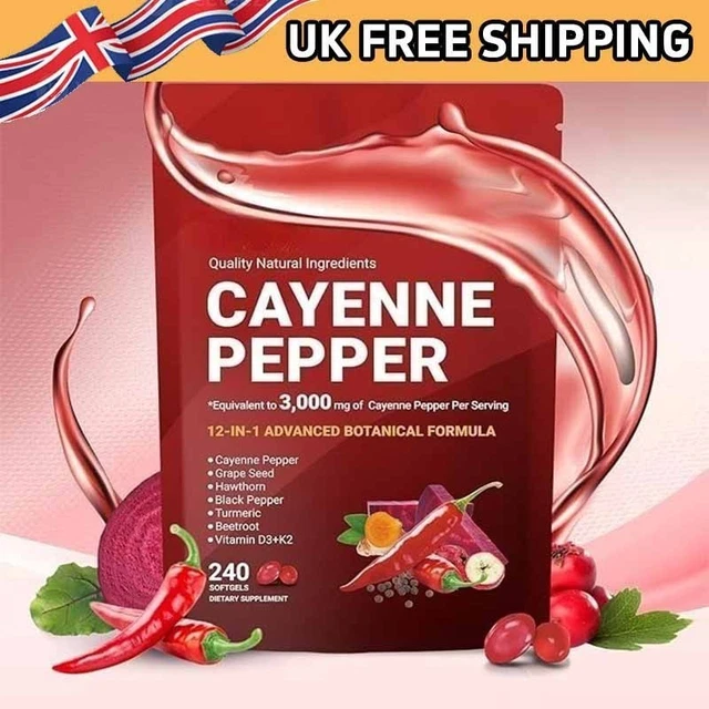 CAYENNE PEPPER SOFTGEL Support Leg Vein Heart Blood Vessel Health ...