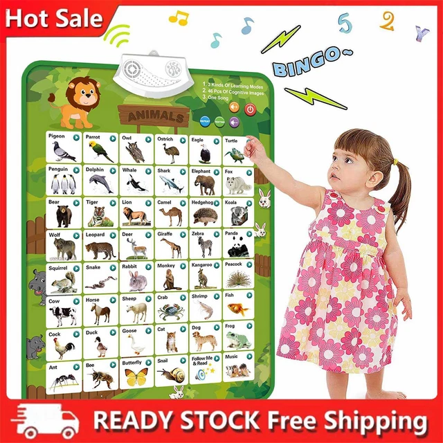 ELECTRONIC ALPHABET CHART Poster Smart Sound Animals Wallchart for Kids ...