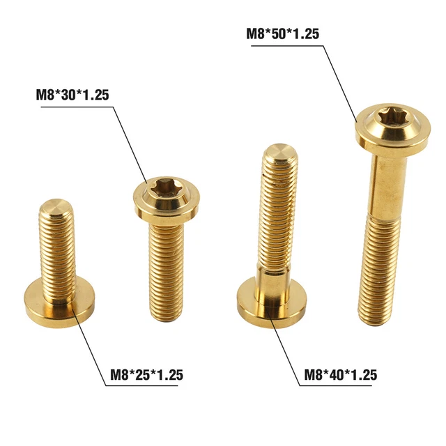 GRADE 5 M8 Titanium Alloy Bolt Fastener 25 30 40 50 Titanium Gold Black ...