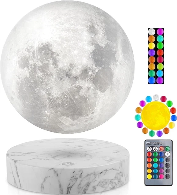 MARBLE BASE FLOATING Moon Lamp 16 Color Magnetic LED Light £185.00 ...