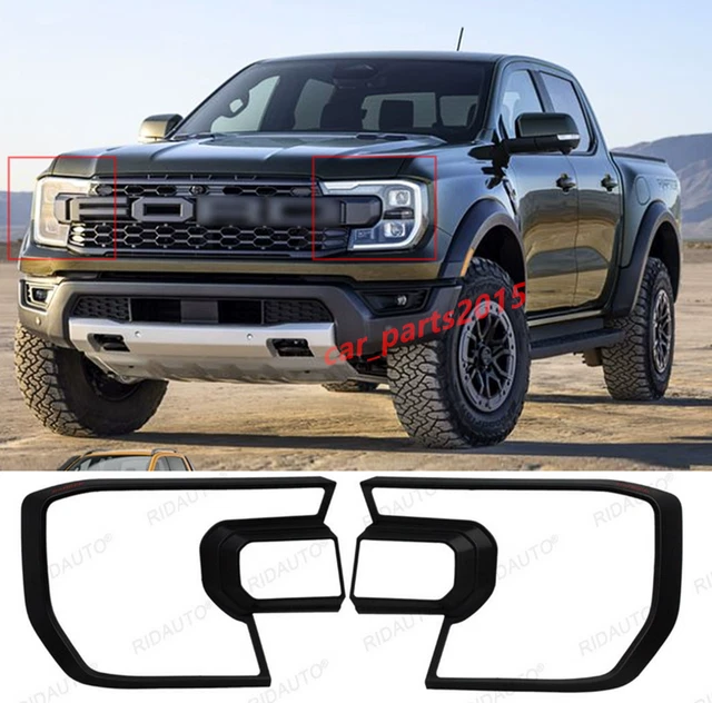 FOR FORD RANGER Raptor 2024-2025 ABS Matte Black Front Headlight Cover ...