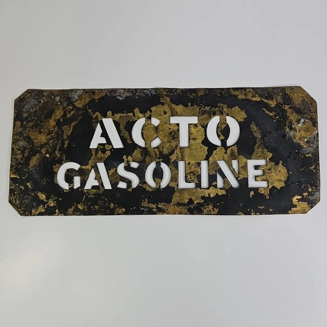 ACTO GASOLINE BRASS Oil Barrel Stencil Oil Collectible Wall Art Decor ...